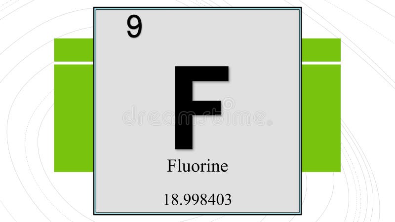 Fluorine Chemical Element Symbol on Square Green Background Stock ...