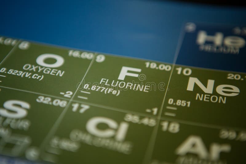 Fluorine on the Periodic Table of Elements Stock Photo - Image of ...
