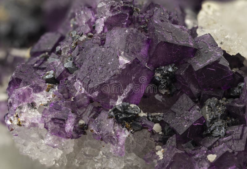 Fluorite Mineral Sample Close-up Stock Image - Image of glassy, violet ...
