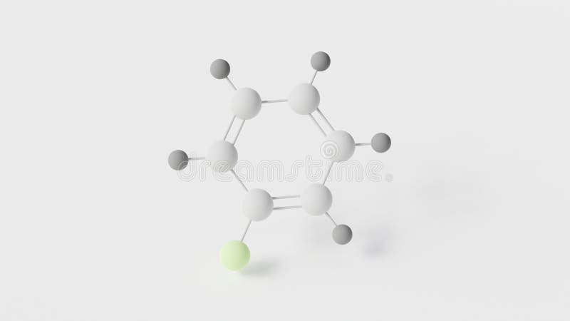 Fluorobenzene Molecule 3d, Molecular Structure, Ball and Stick Model ...