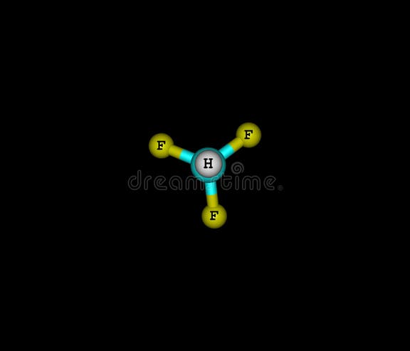 Fluoroform Molecule Isolated on Black Stock Illustration - Illustration ...