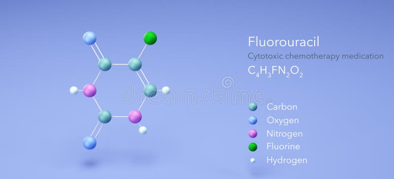 Fluorouracil Molecule, Molecular Structures, Adrucil Medication, 3d ...
