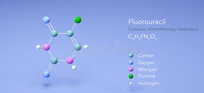 Fluorouracil Molecule, Molecular Structures, Adrucil Medication, 3d ...