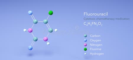 Fluorouracil Molecule, Molecular Structures, Adrucil Medication, 3d ...