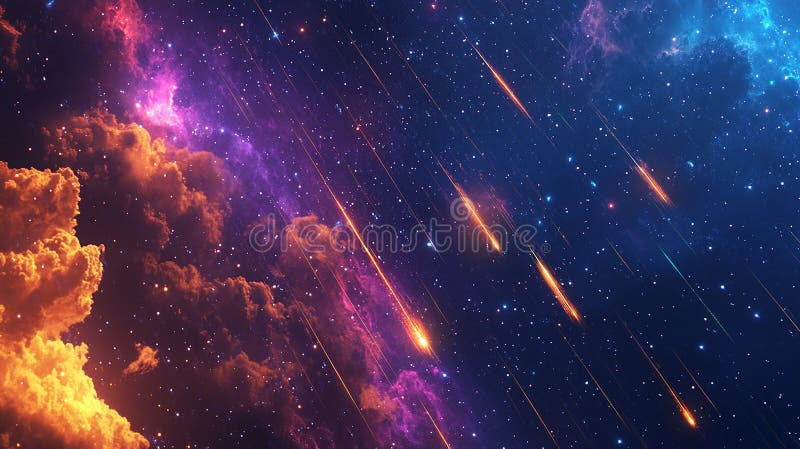 Flurry of Meteor Shower Design with Celestial Motion Stock Illustration ...