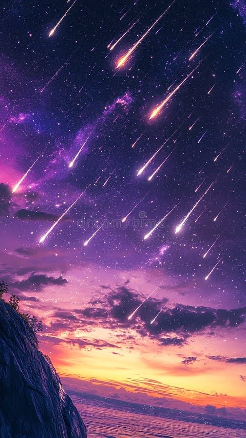 Flurry of Meteor Shower Design with Celestial Motion Stock Illustration ...
