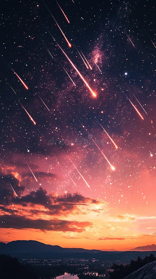 Flurry of Meteor Shower Design with Celestial Motion Stock Illustration ...