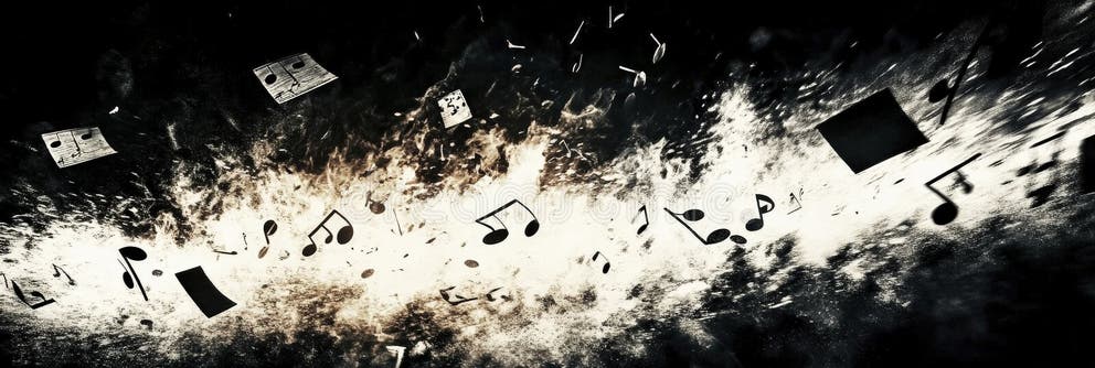 Flurry of Music Notes and Sheets in Explosive Artwork Stock ...