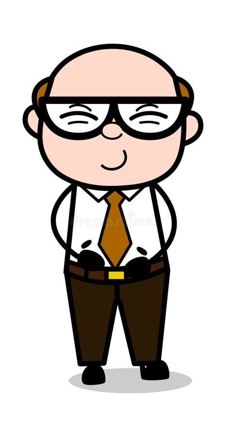 Flushed Smiling - Retro Cartoon Office Old Boss Man Vector Illustration ...