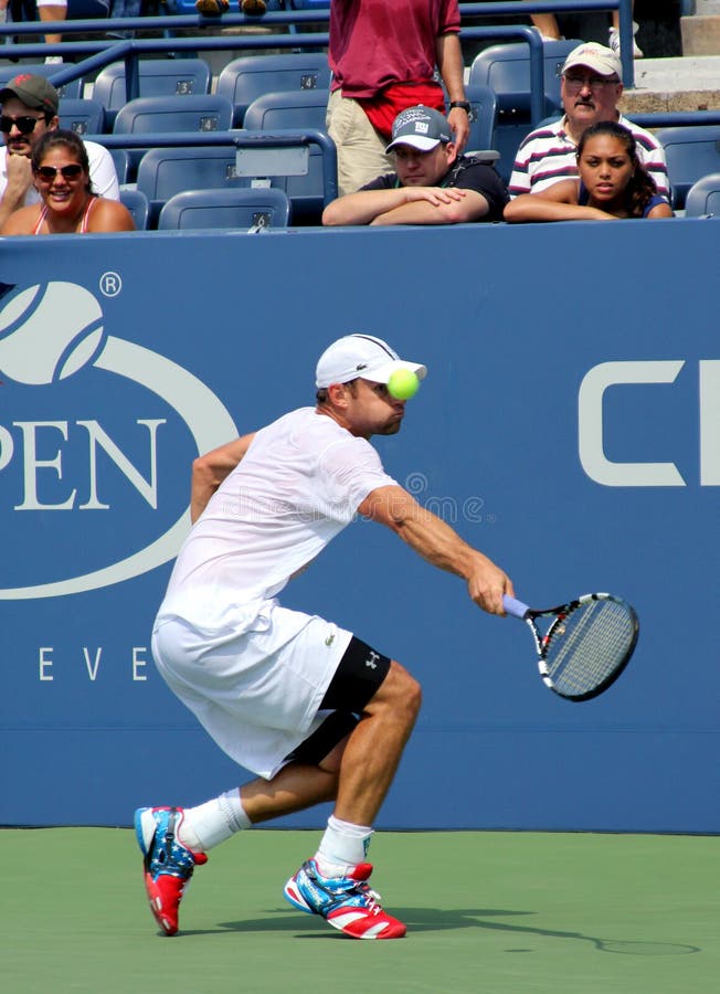 Grand Slam Champion Andy Roddick Practices For Us Open At Billie Jean