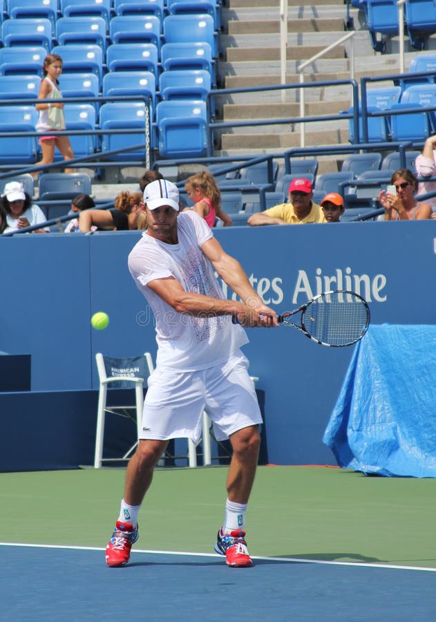 Grand Slam Champion Andy Roddick Practices For Us Open At Billie Jean King National Tennis