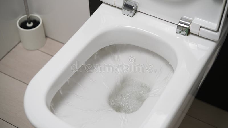 Flushing Water in the Toilet Bowl. Stock Video - Video of cleaning ...