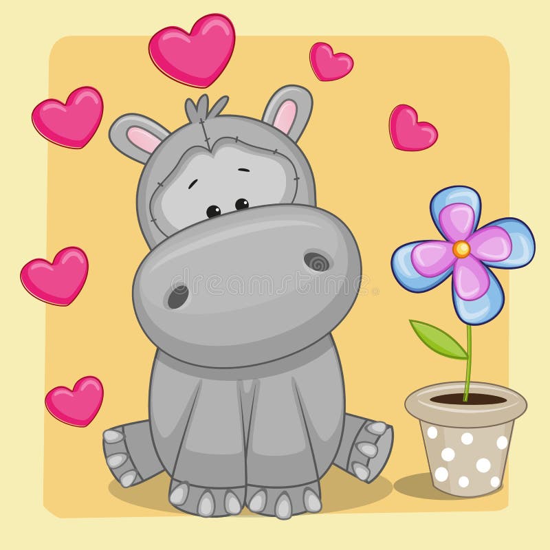 Flusspferd Mit Herzen Und Blume Vektor Abbildung - Illustration von ... Flusspferd Mit Herzen Und Blume Vektor Abbildung - Illustration von ...