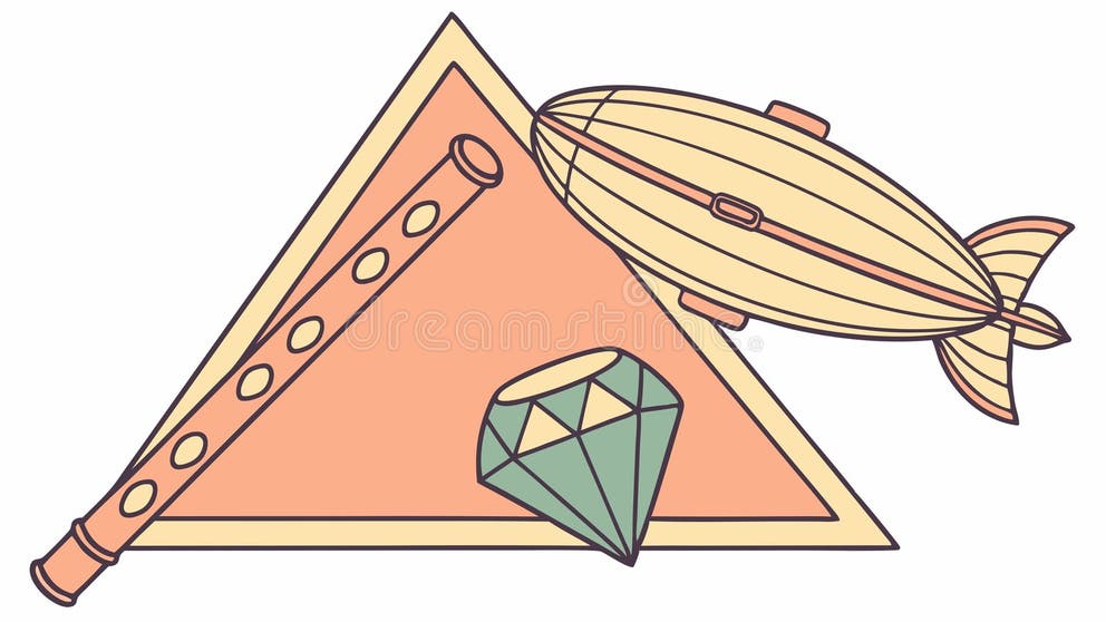 Flute, Airship, and Gemstone Abstract, Vector Design Generative AI ...