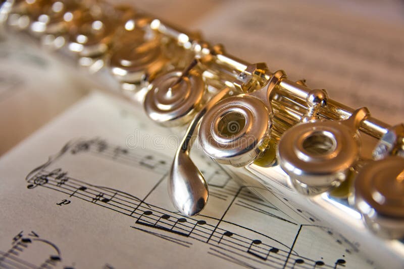 Flute Instrument on the Note Stock Photo - Image of artistic, isolated ...