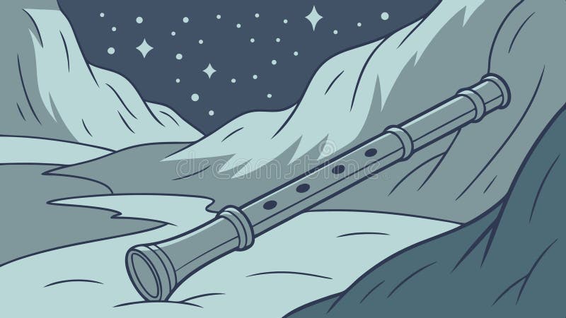 Flute on Misty Mountain Peak. Serene Alpine Vector Landscape, Vector ...