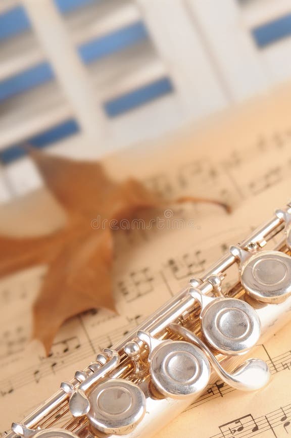 Flute on music stock image. Image of woodwind, fall, dried - 8262187