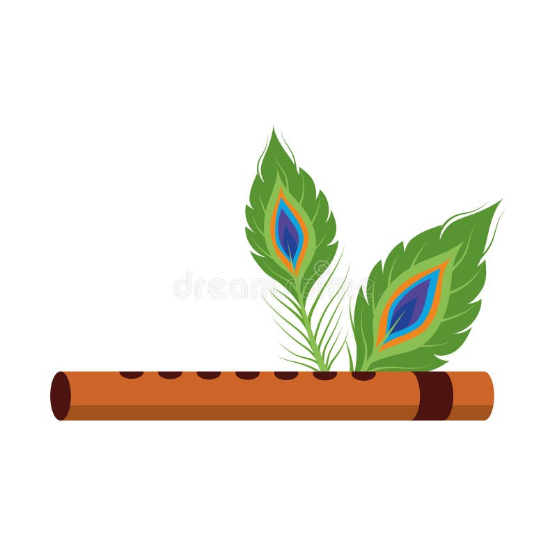 Flute with Peacock Feathers Stock Vector - Illustration of melody ...