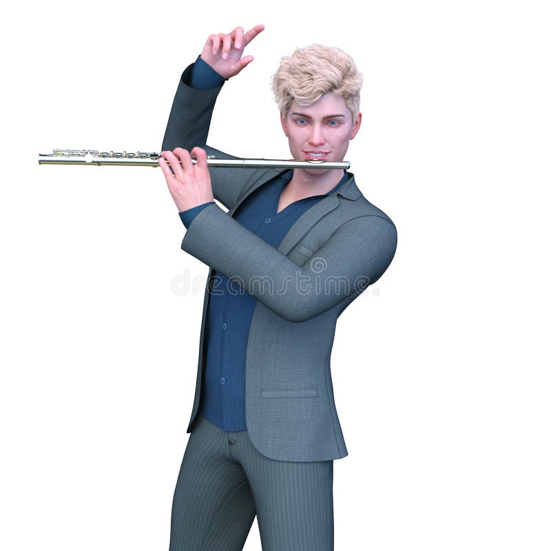 Flute player stock image. Image of young, pose, model - 117624075