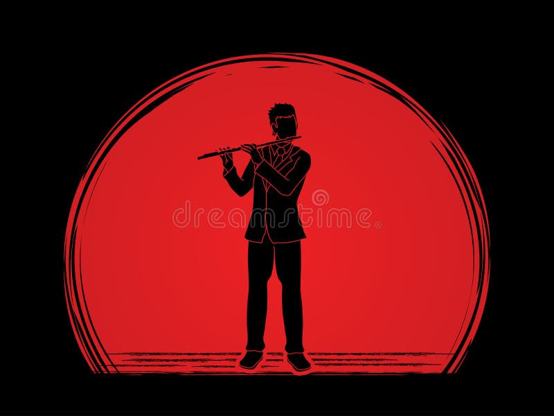 Flute player stock vector. Illustration of people, harmony - 77134165