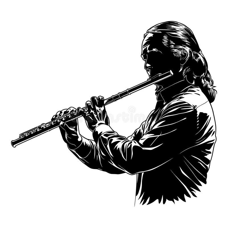 Flute playing silhouette stock illustration. Illustration of guitarist ...