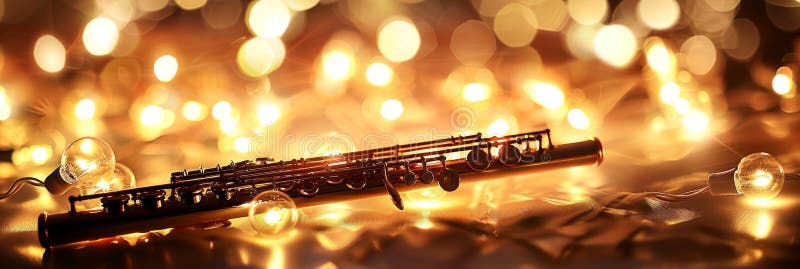 A Flute is on a Table with a Bunch of Lights Around it Stock ...