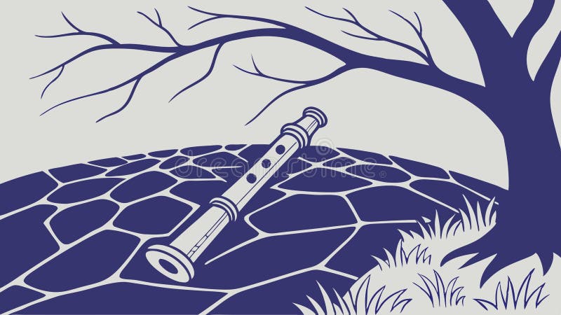 Flute on Tiled Path in Abstract Landscape Illustration, Vector Design ...