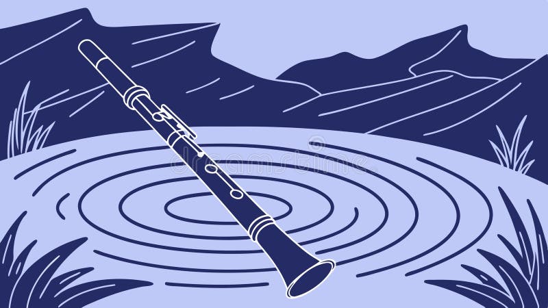 Flute on Water with Ripples, Peaceful Reflection Vector Design ...