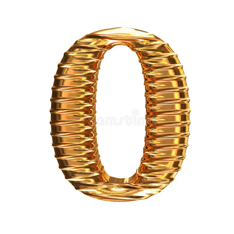 Fluted Gold Horizontally 3d Number 0 Stock Vector - Illustration of ...