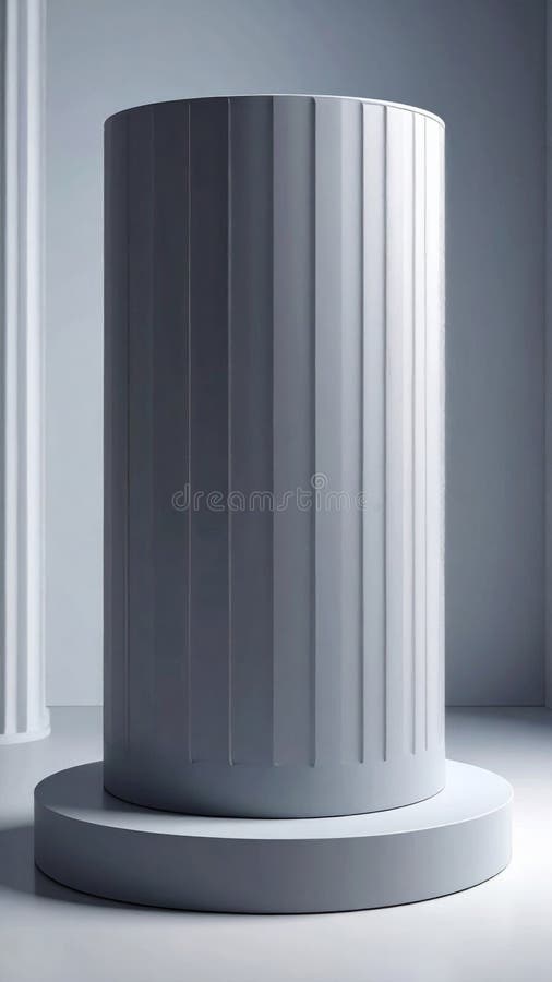 Fluted Grey Column on White Base Stock Illustration - Illustration of ...