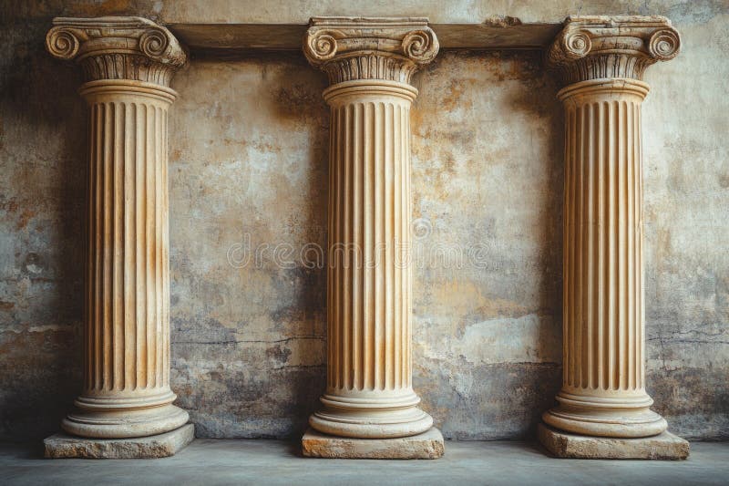 Fluted Ionic Columns Supporting a Weathered Wall, Representing ...
