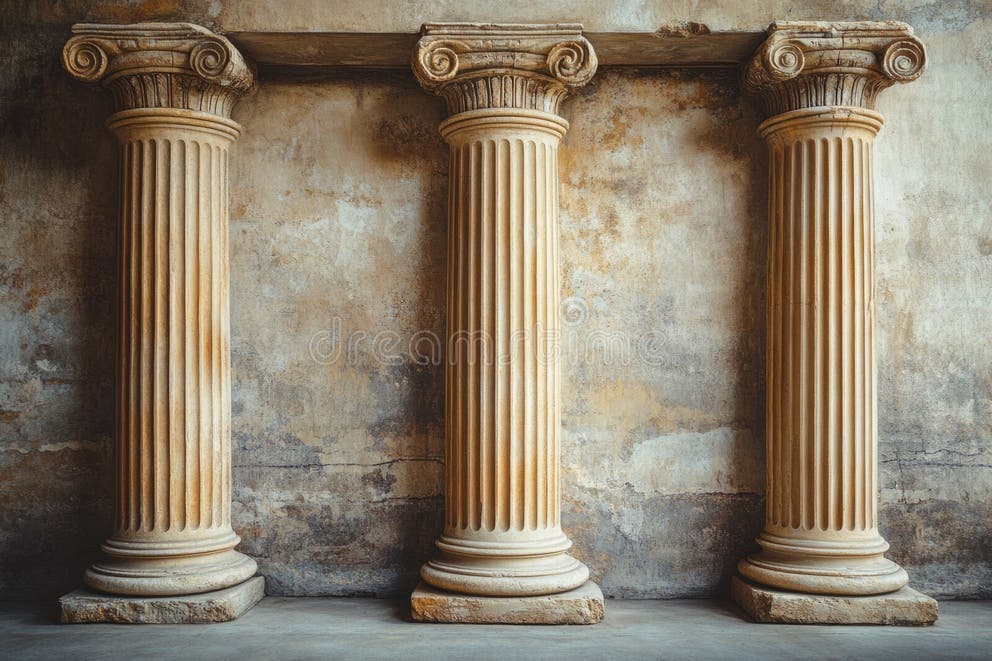 Fluted Ionic Columns Supporting a Weathered Wall, Representing ...