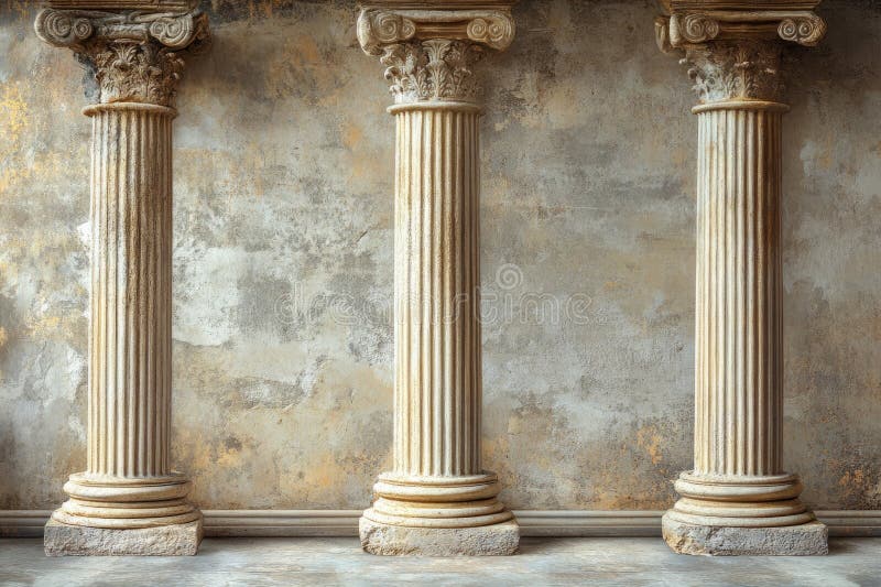 Fluted Ionic Columns Supporting a Weathered Wall, Representing ...
