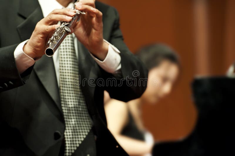 Flutist on concert stock image. Image of grand, skill - 17328813