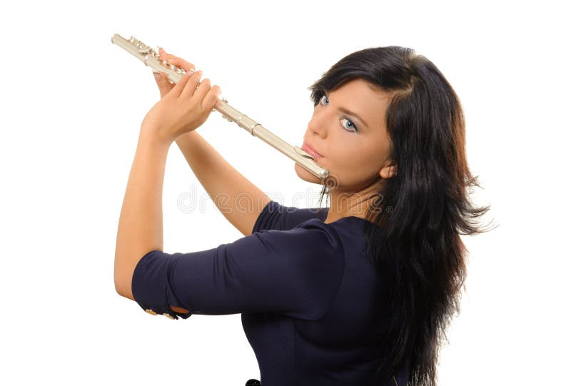 Flutist stock image. Image of beauty, blow, caucasian - 34303223