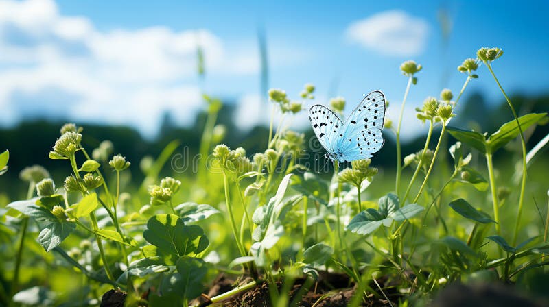 Fluttering Butterflies in Garden, Generative Ai Stock Illustration ...
