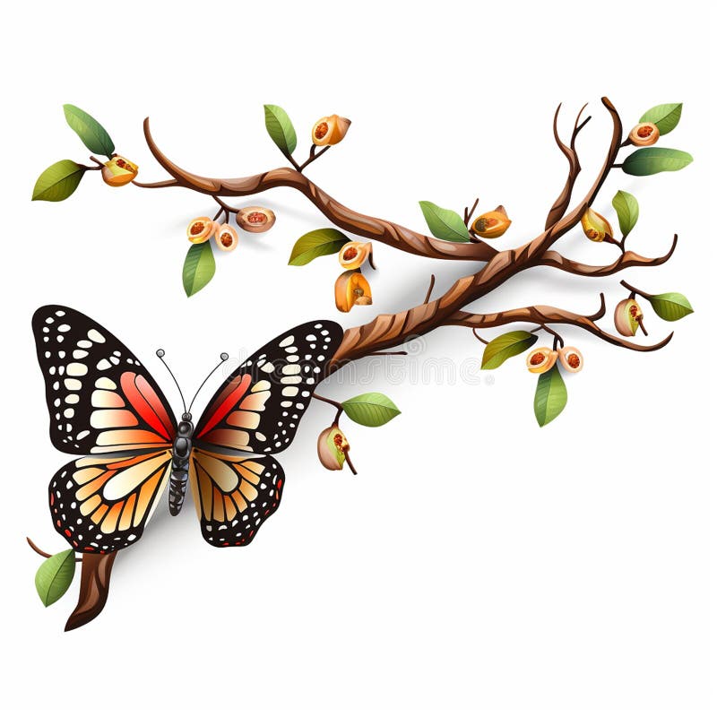 Fluttering Butterfly on White Background a Delicate Creature in Flight ...