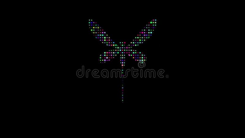 Fluttering Dragonfly with Colorful Pixel Particles Effect on Plain ...