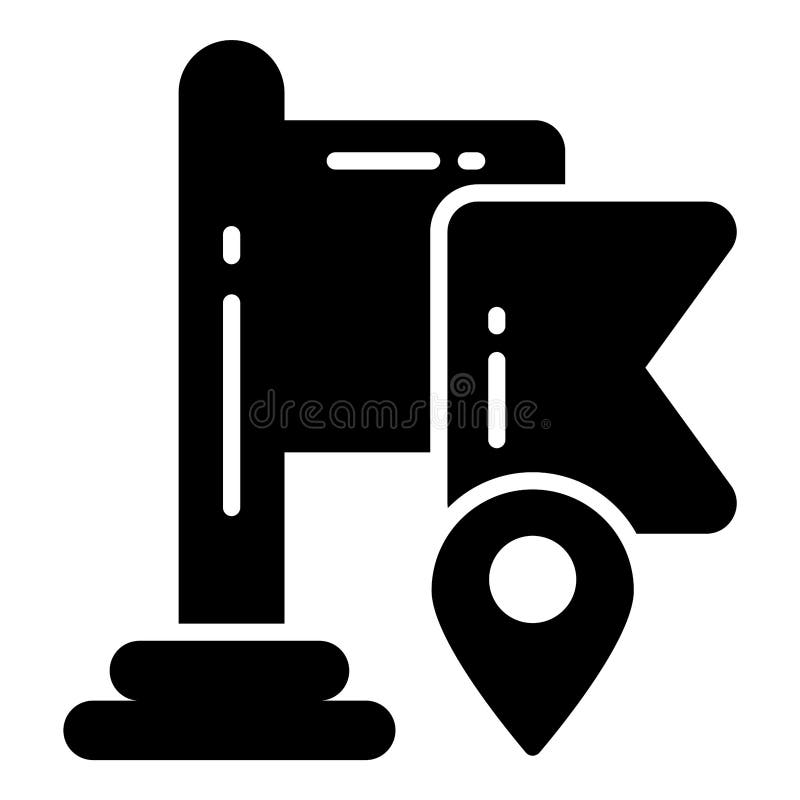 Fluttering Flag Glyph Icon, Map and Location Icon Stock Vector ...
