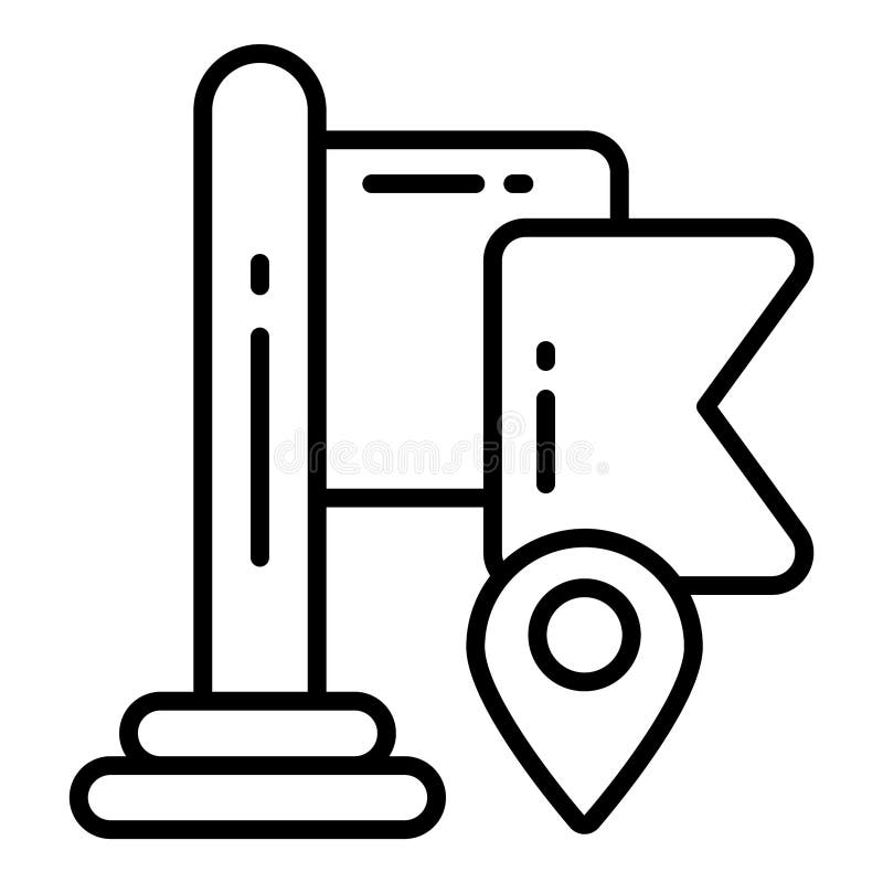 Fluttering Flag Glyph Icon, Map and Location Icon Stock Vector ...