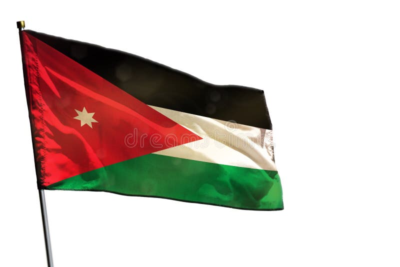 Fluttering Jordan Flag on Clear White Background Isolated Stock Image ...