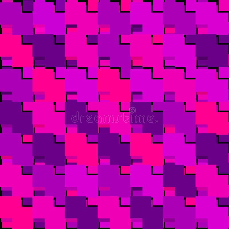 Fluttering Mosaic of Pink Intersecting Squares and Violet Blocks Stock ...