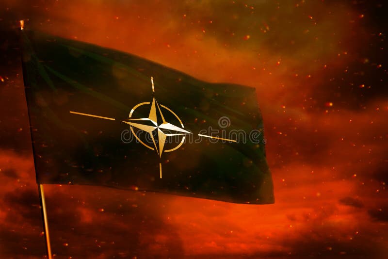 NATO Flag For Honour Of Veterans Day Or Memorial Day. Glory To The NATO ...