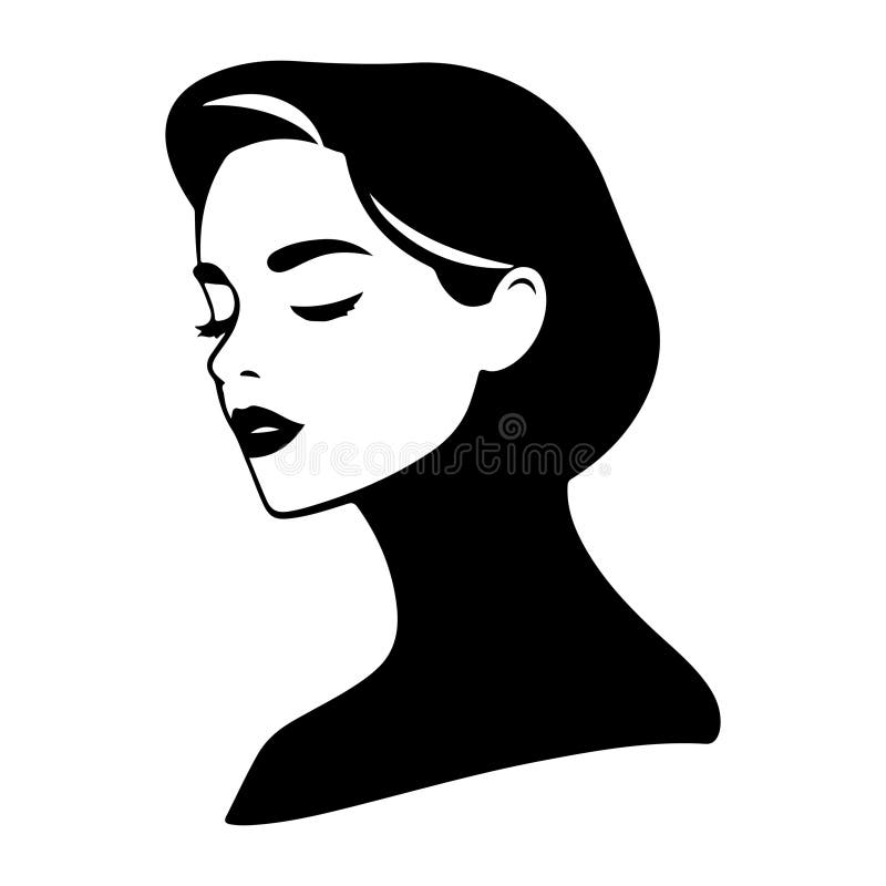 Female Face Icon Woman Person Woman S Face is Split in Half Silhouette ...