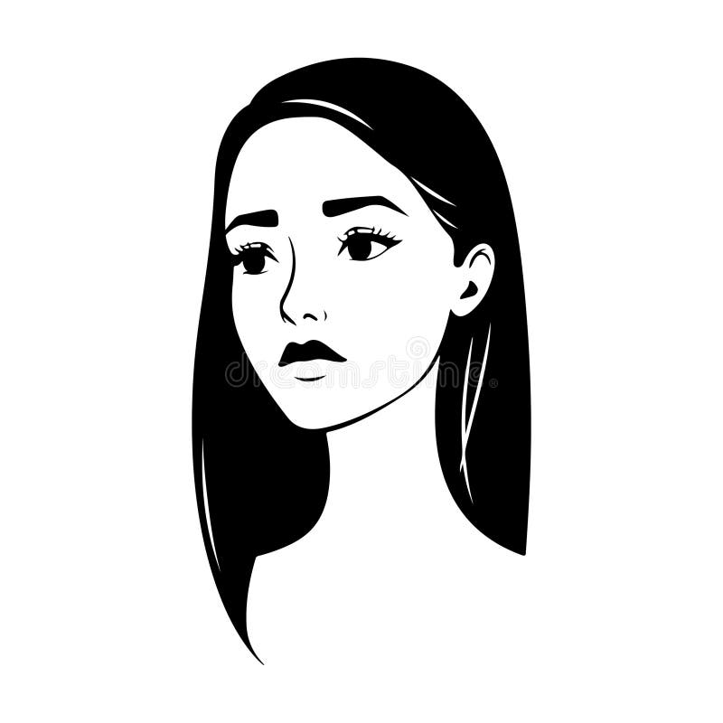 Female Face Icon Woman Person Woman S Face is Split in Half Silhouette ...