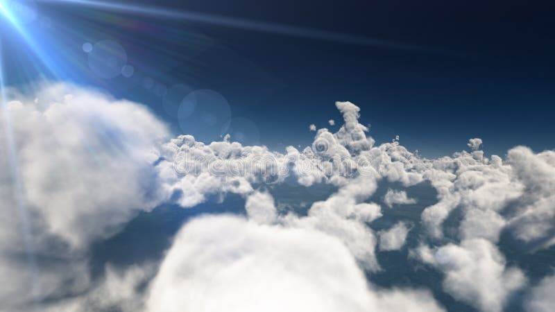 Fly Above Big Clouds, 3d Illustration Render Stock Illustration ...