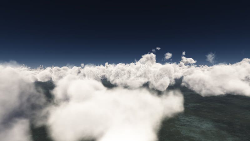 Fly Above Big Clouds, 3d Illustration Render Stock Illustration ...