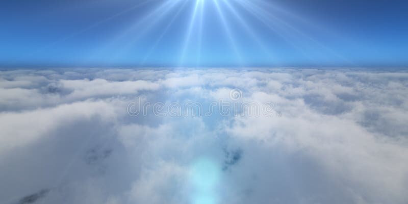 Fly Above Clouds Sun Ray Light Stock Illustration - Illustration of ...