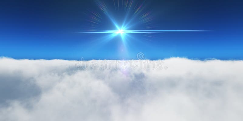 Fly Above Clouds Sun Ray Light Stock Illustration - Illustration of ...