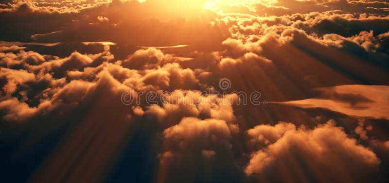 Above Clouds Sunset God Ray Stock Photo - Image of rays, airplane ...